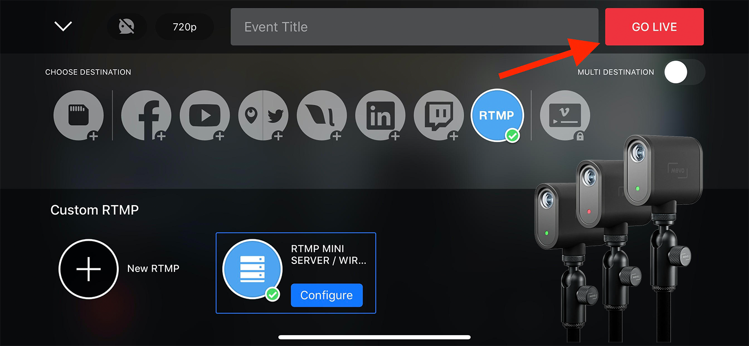 How to Connect to a MEVO Camera with Wirecast via RTMP MiniServer/NDI ...